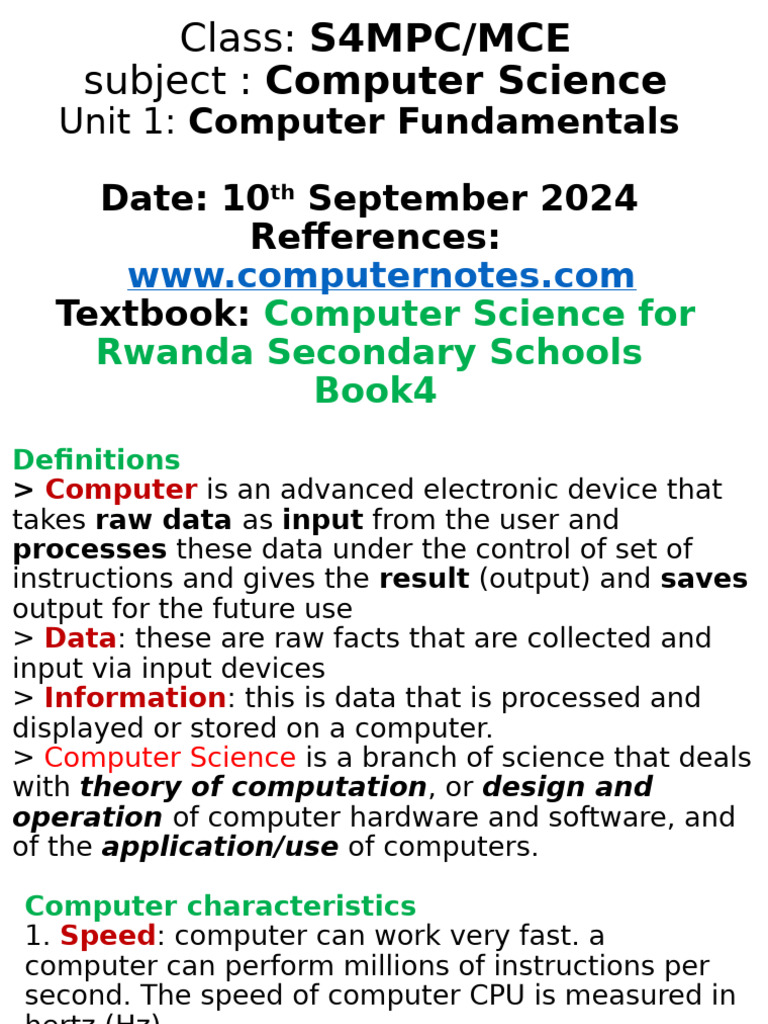ClassNotes S4 Lesson1 | PDF | Personal Computers | Desktop Computer