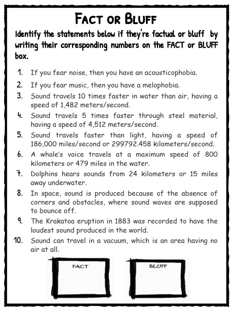 Sound Facts: Fact or Bluff Quiz | PDF | Science & Mathematics | Young Adult
