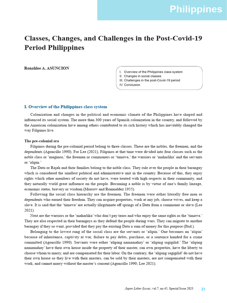Classes, Changes, and Challenges in The Post-Covid-19 Period Philippines | PDF
