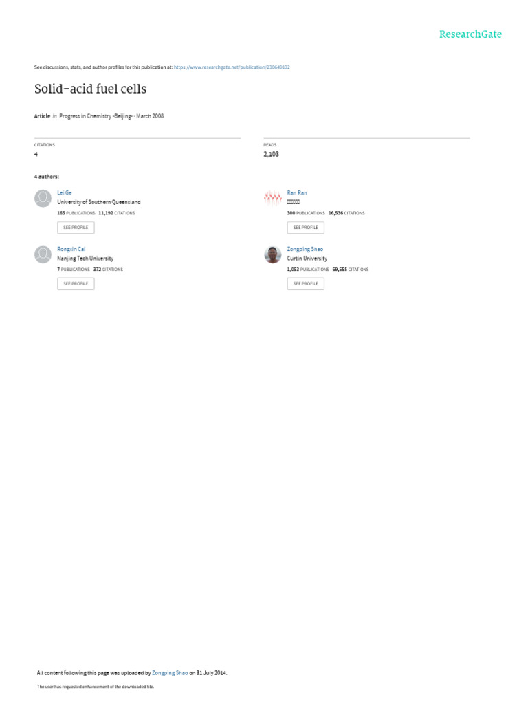 Solid-Acid Fuel Cells | PDF