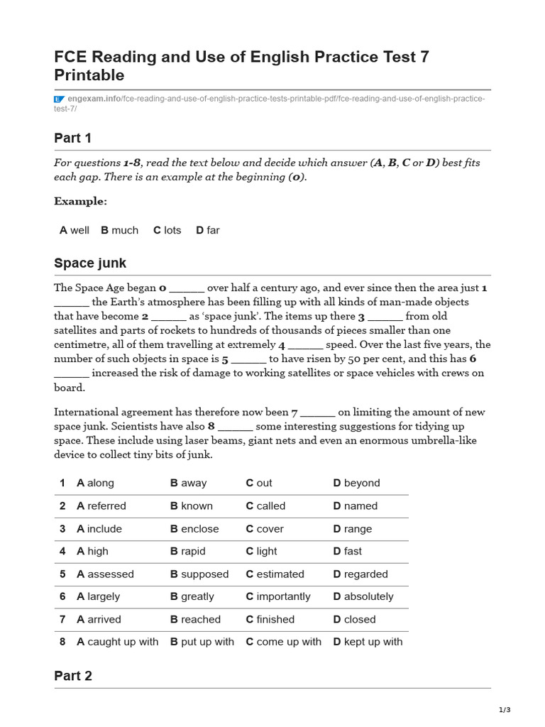 Engexam - info-FCE Reading and Use of English Practice Test 7 | PDF