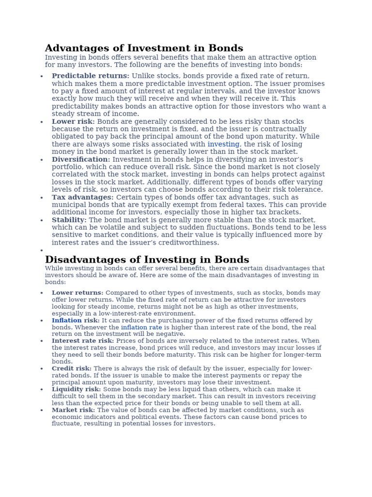 bonds advantages and disadvantages | PDF