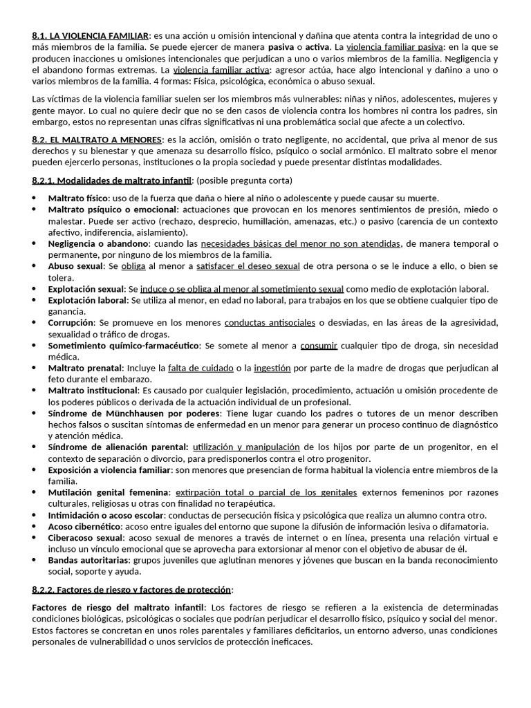 TEMA8. MALTRATO Y DESPROTECCIÓN EN EL ENTORNO FAMILIAR1 | PDF TEMA8. MALTRATO Y DESPROTECCIÓN EN EL ENTORNO FAMILIAR1 | PDF