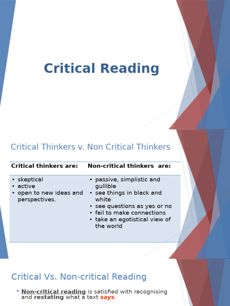 Critical Reading Powerpoint | PDF