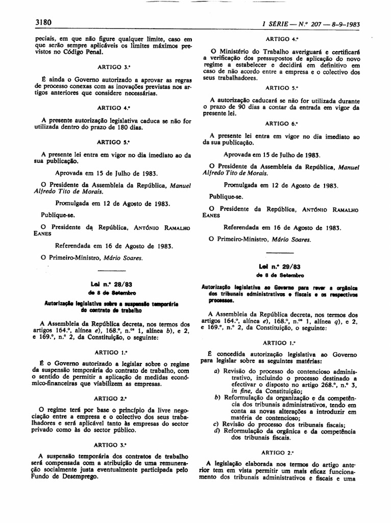 Lei N 29-83 de 8 de Setembro | PDF Lei N 29-83 de 8 de Setembro | PDF