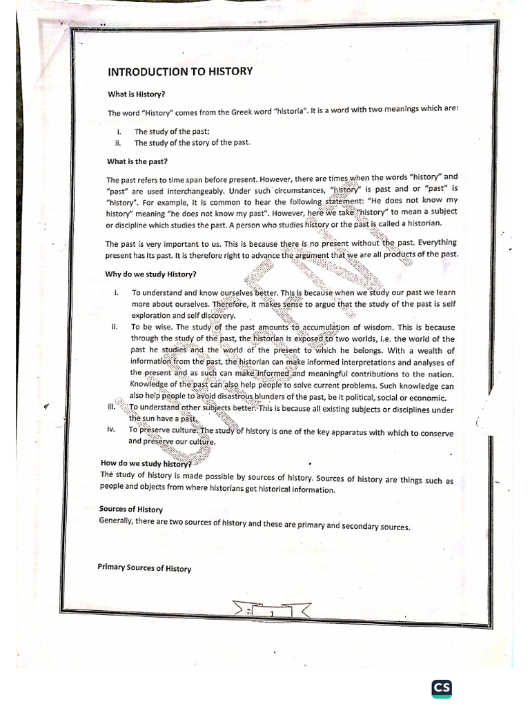 INTRODUCTION TO HISTORY | PDF