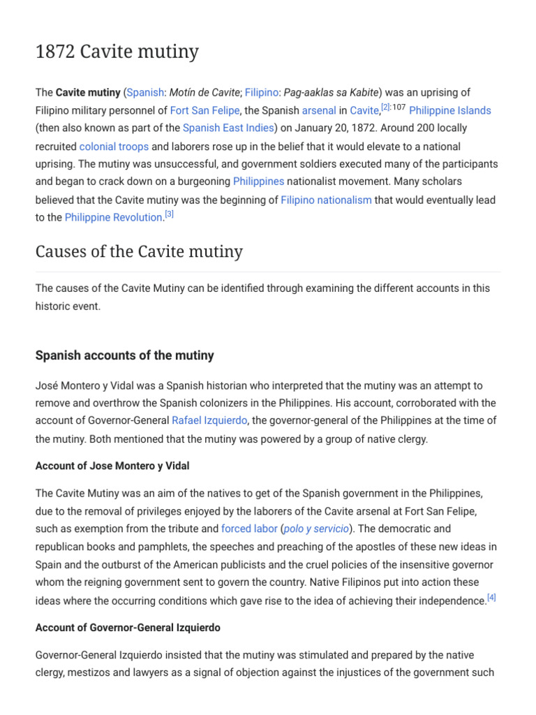 1872 Cavite Mutiny - Wikipedia | PDF