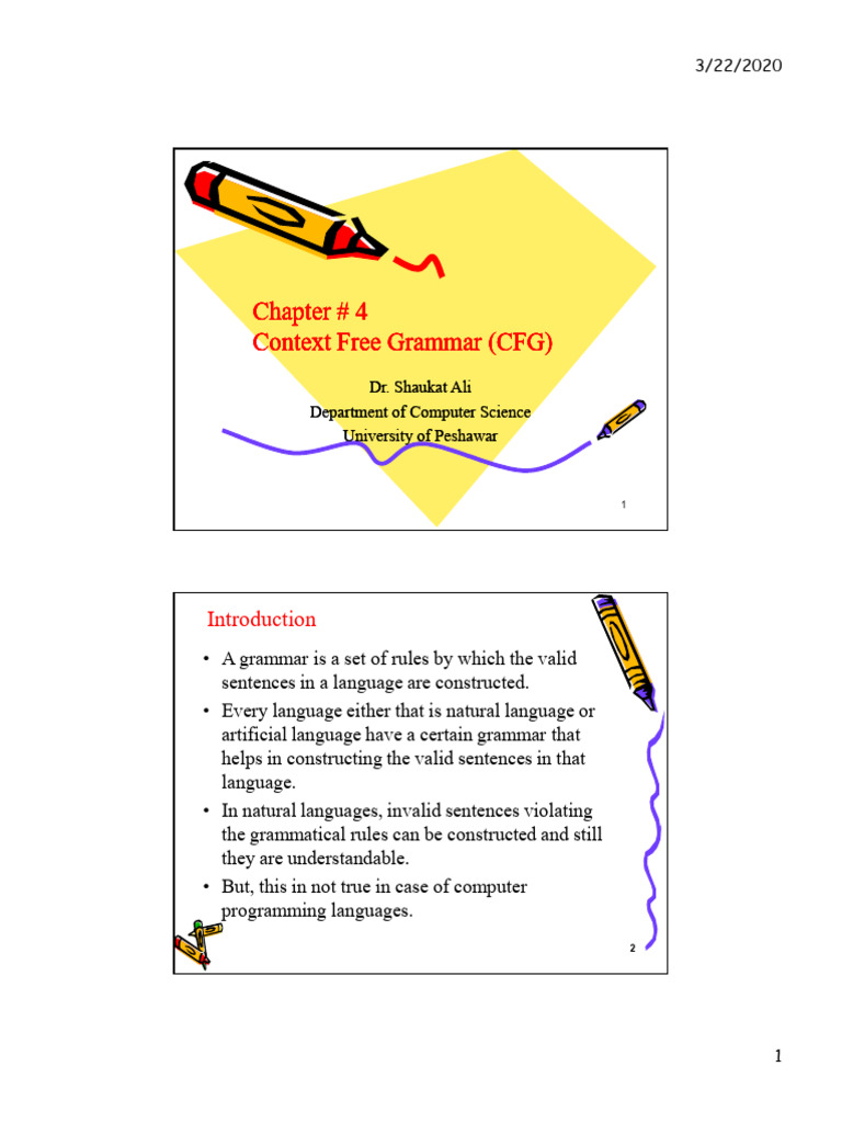 Chapter 4 - Context Free Grammar | PDF