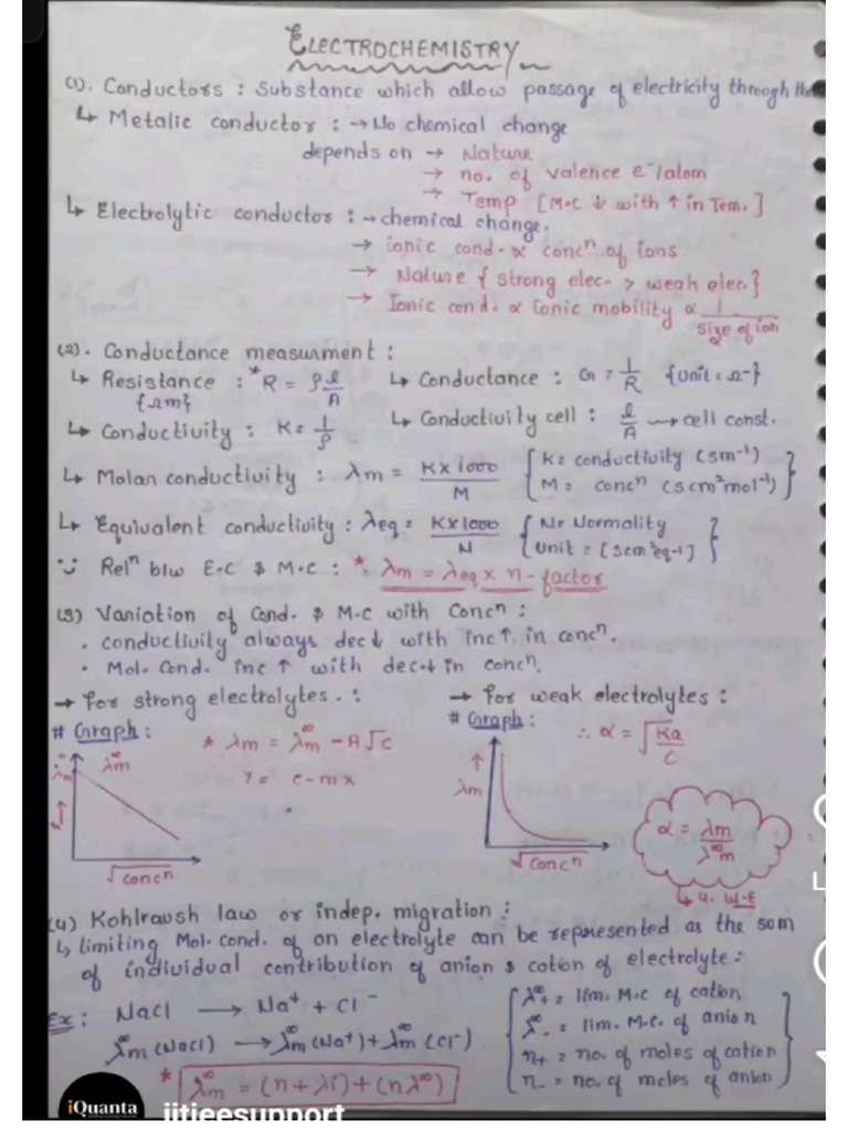 Electrochemistry Short Notes | PDF