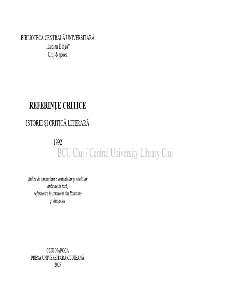 Referinte Critice 1992 | PDF