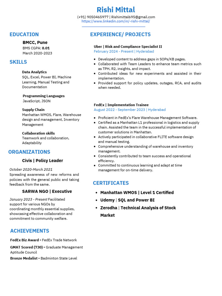 Rishi Mittal Resume - New PDF | PDF