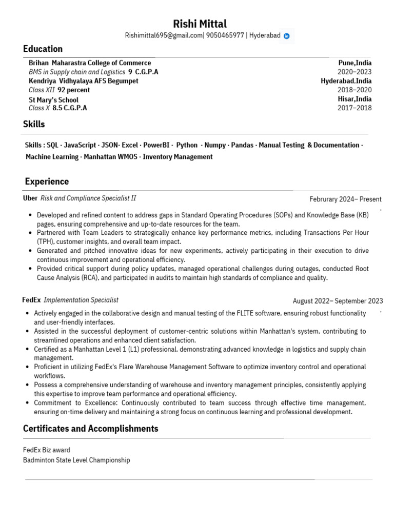 Rishi Mittal Resume PDF | PDF