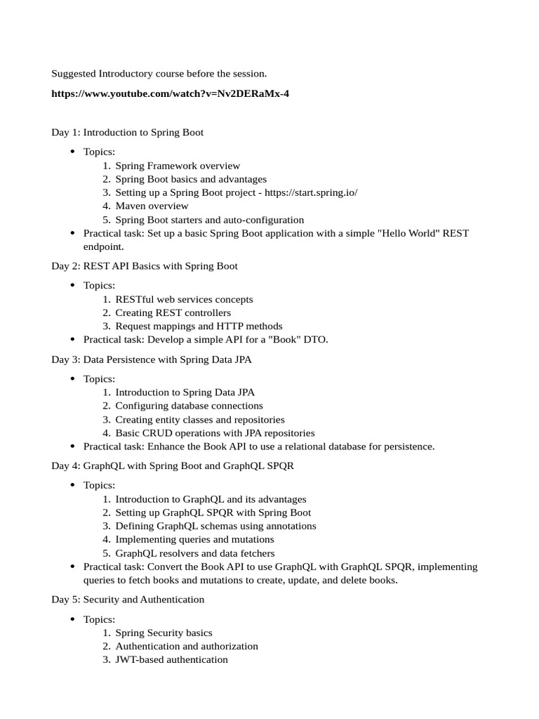 Spring Boot Training Session | PDF | Computing | Career & Growth