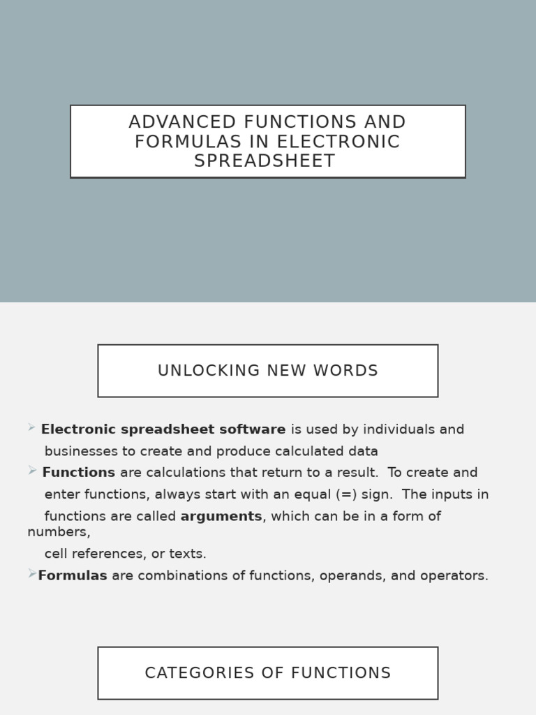 14 Electronic Spreadsheets (1) | PDF