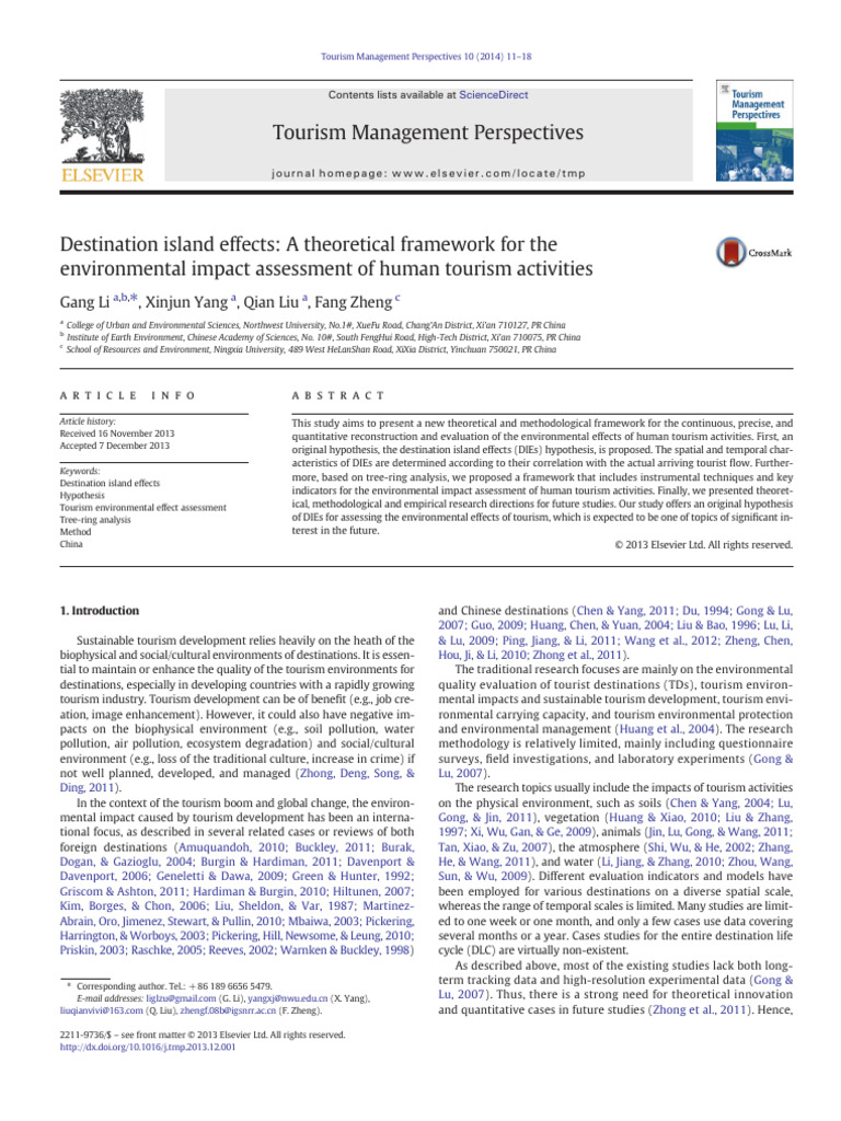 Destination Island Effects. A Theoretical Framework For The ...