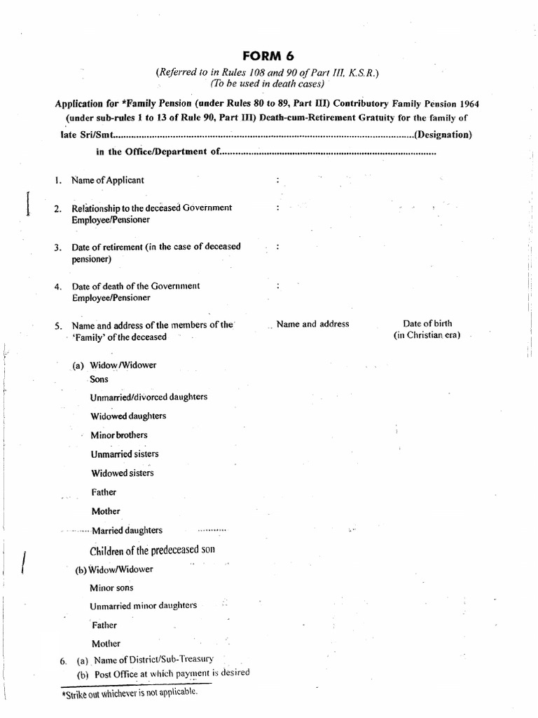 Family - Pension - Application - Form6 | PDF