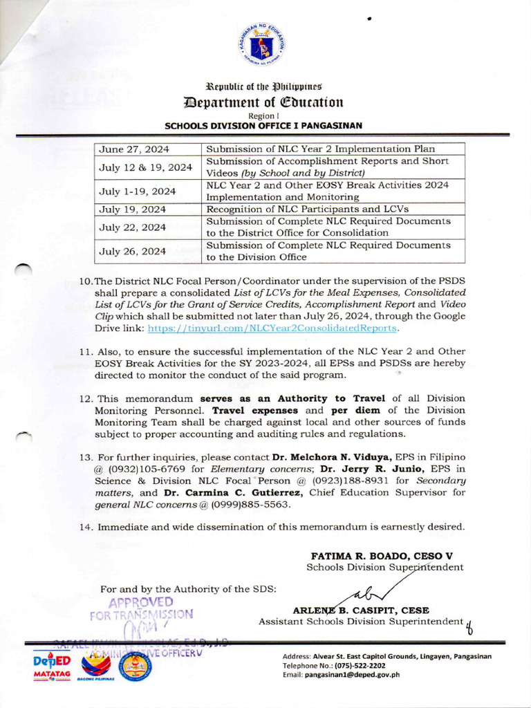 Division Memo 322 - Implementation of The NLC Page 4 | PDF
