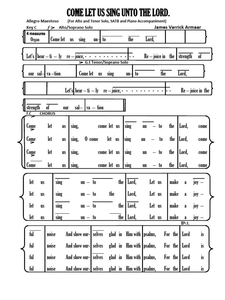 Come Let Us Sing Unto The Lord | PDF