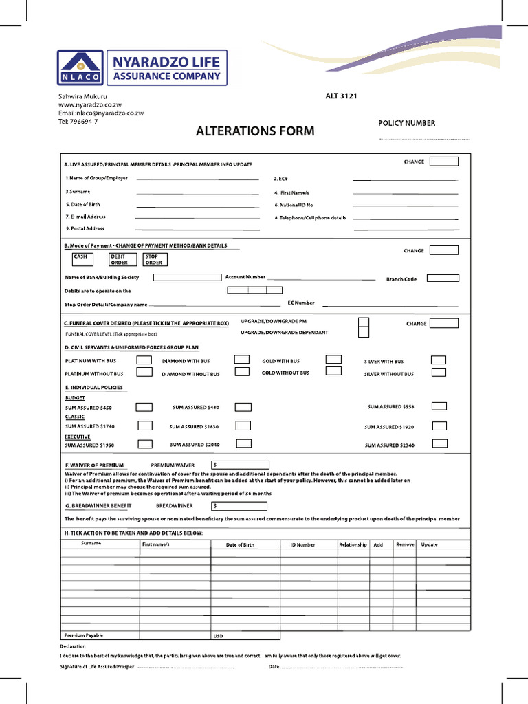 Alterations Form | PDF