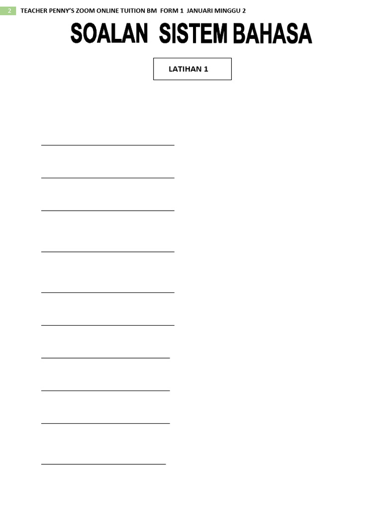 BM Form 1 January Minggu 2 | PDF