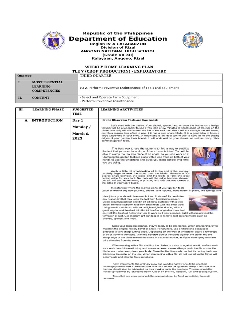 WHLP Crop Production Tle7 | PDF