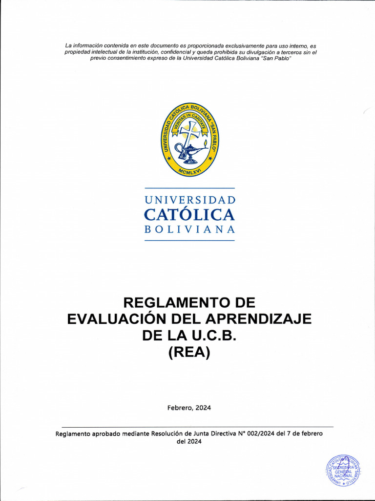 Reglamento de Evaluacion Del Aprendizaje de Ucb (Rea) | PDF