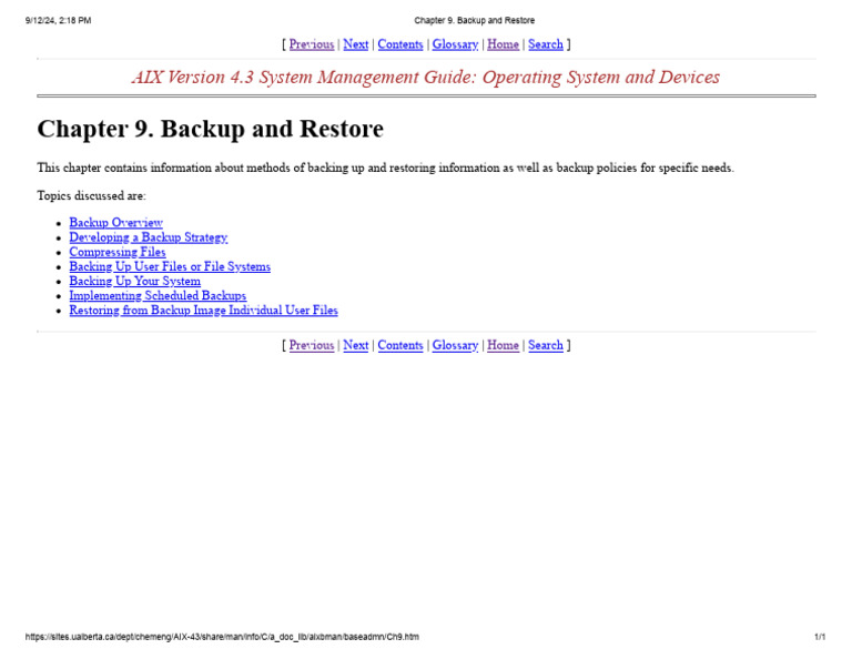 Chapter 9. Backup and Restore | PDF
