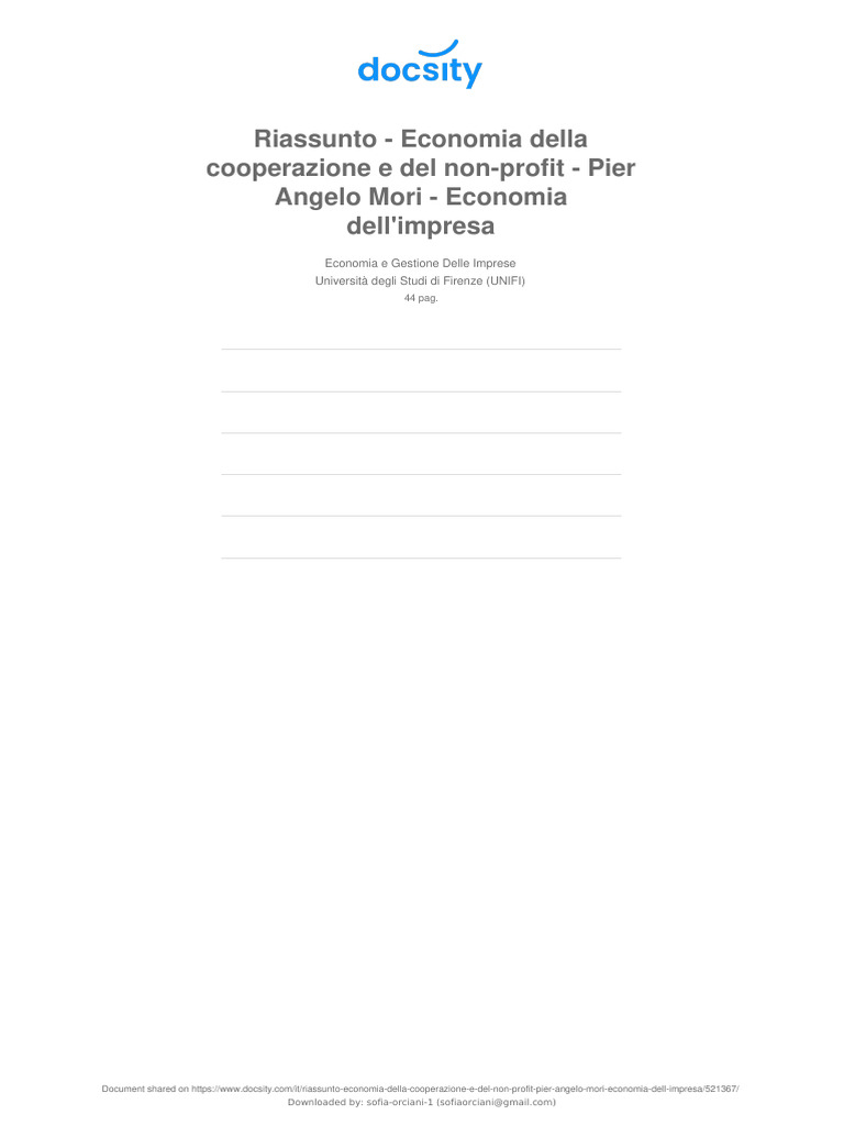 Docsity Riassunto Economia Della Cooperazione e Del Non Profit Pier ...