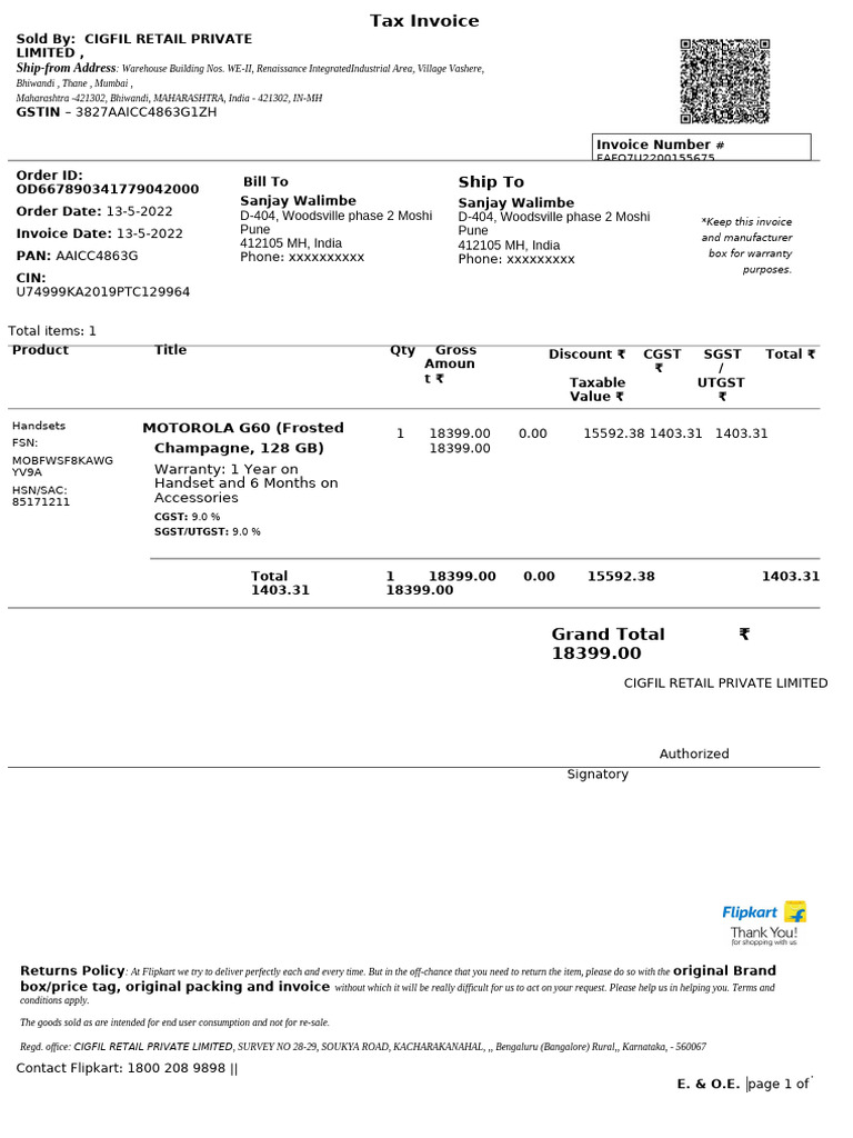 Watch Bill Invoice 2 | PDF