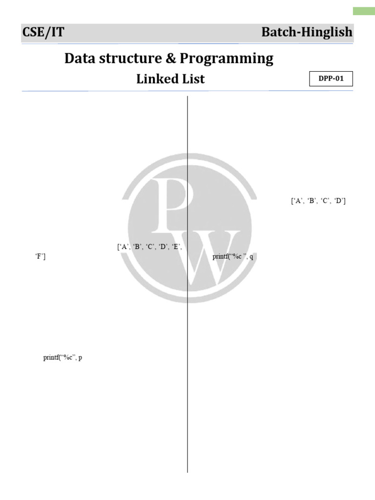 Linked List - DPP 01 (Of Lec 02) | PDF | Parameter (Computer Programming) | Computing