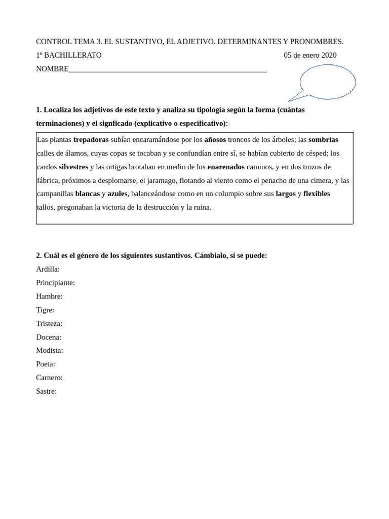 Control Tema 3_morfosintaxis | PDF