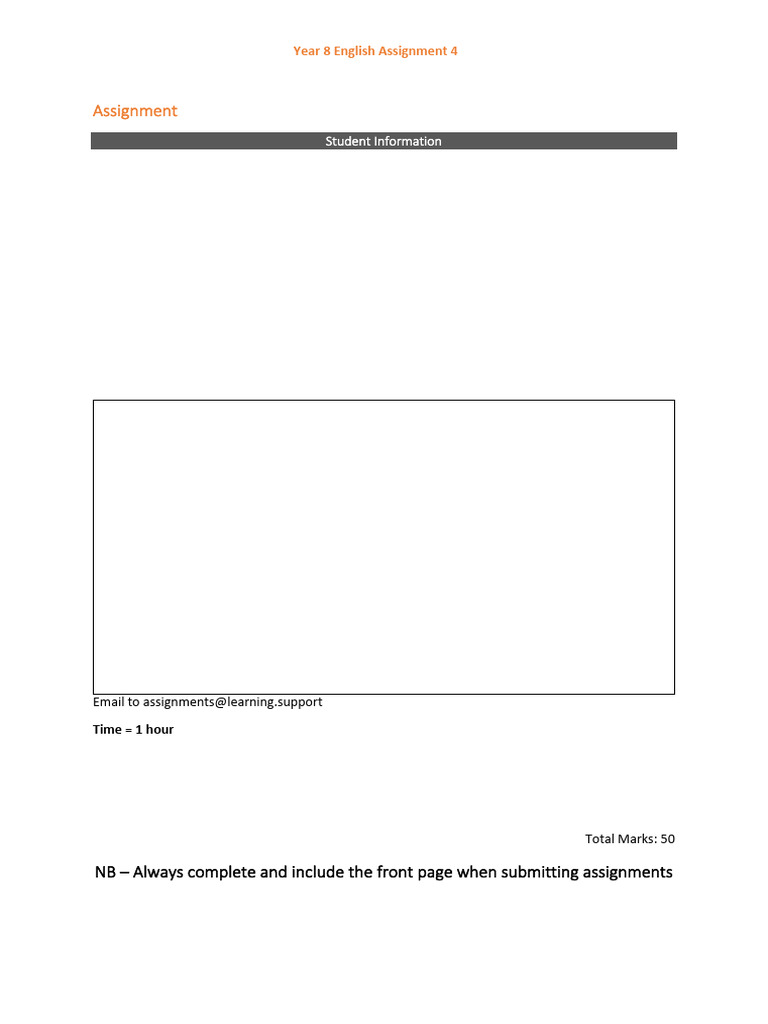 Year 8 English 2022 Assignment 4 | PDF