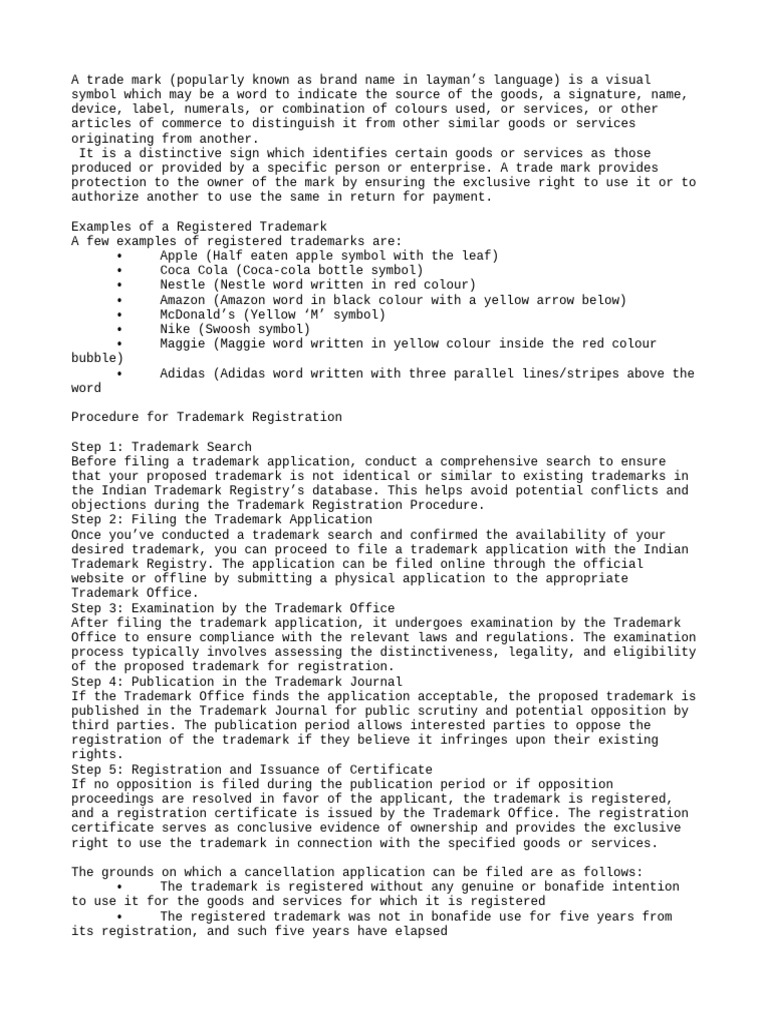 Trademark Notes | PDF