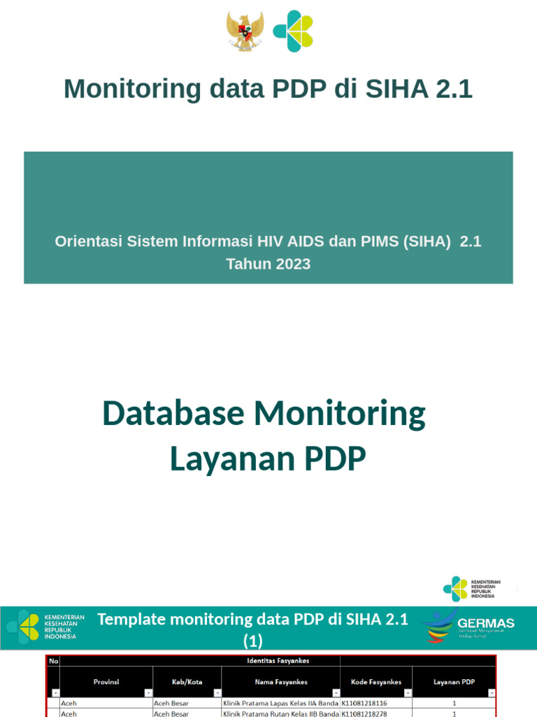 Monitoring data Layanan PDP di SIHA 2.1 | PDF