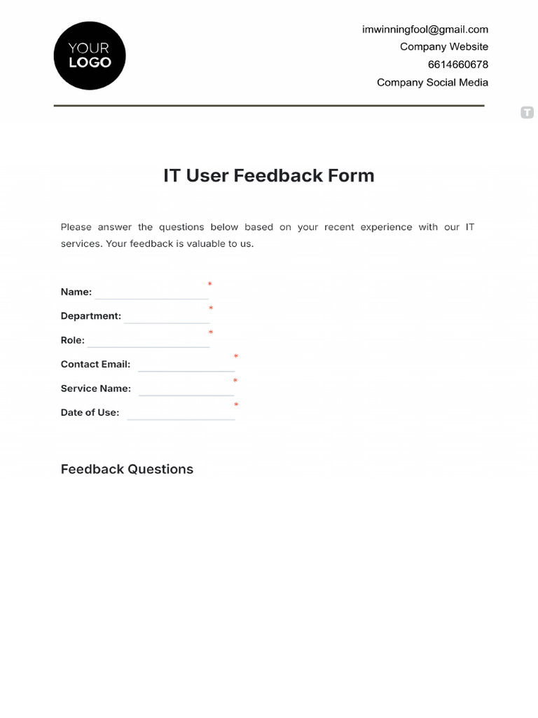 IT User Feedback Form Template | PDF