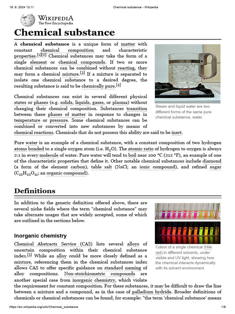 Chemical Substance - Wikipedia | PDF