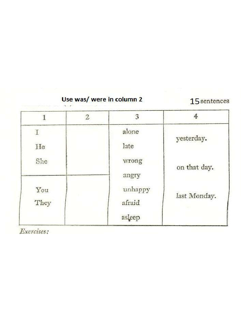 TABLE 4 - English Worksheet For A1 Level | PDF