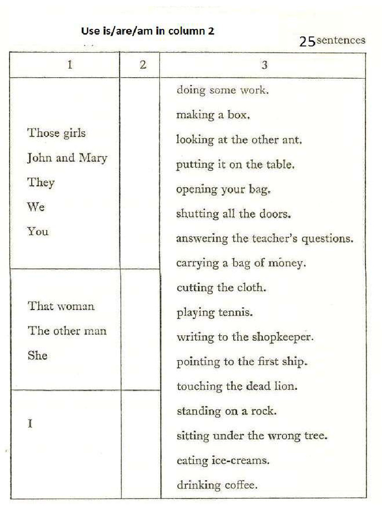 TABLE 5 - English Worksheet For A1 Level Students | PDF