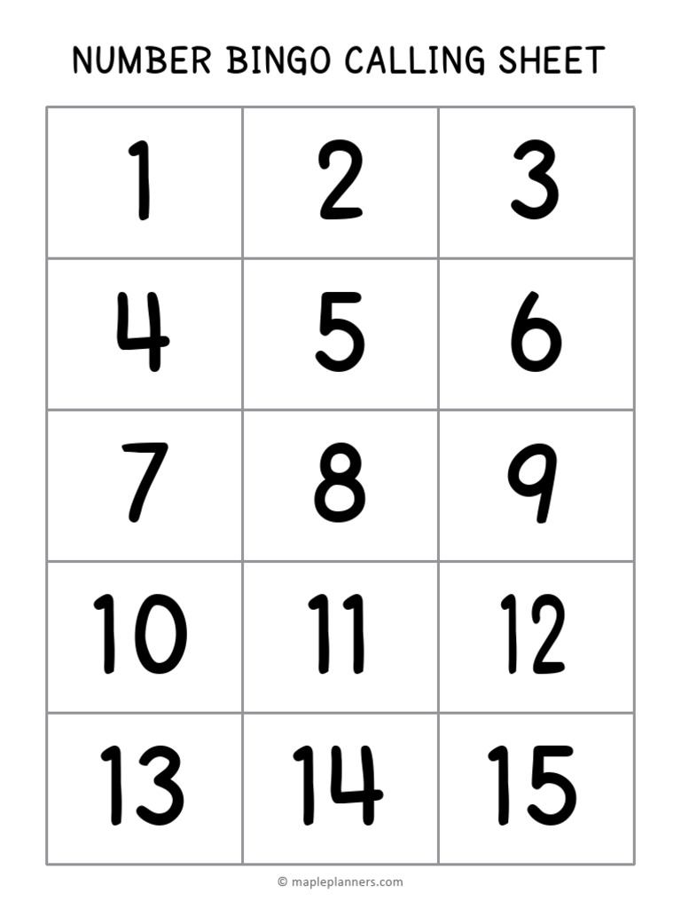 1 15 Number Bingo | PDF