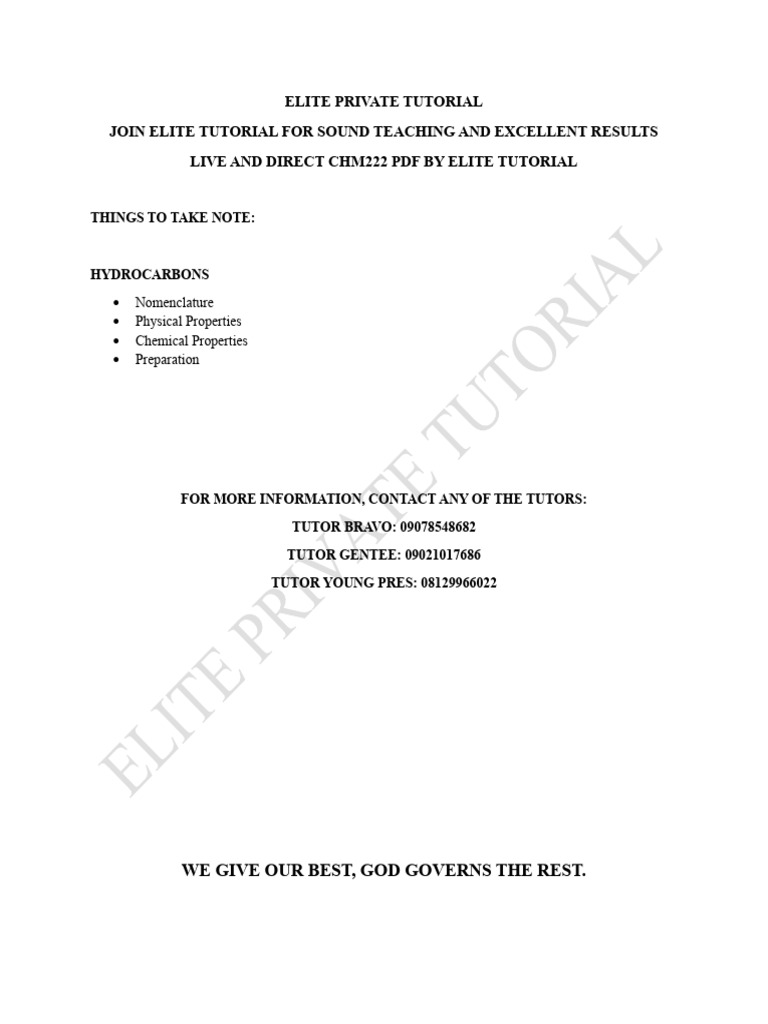 Elite Tutorial CHM222 | PDF