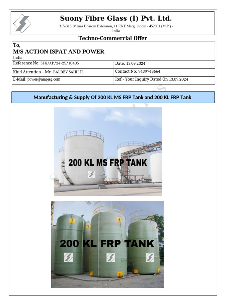 200 KL MS FRP TANK OFFER NEW | PDF