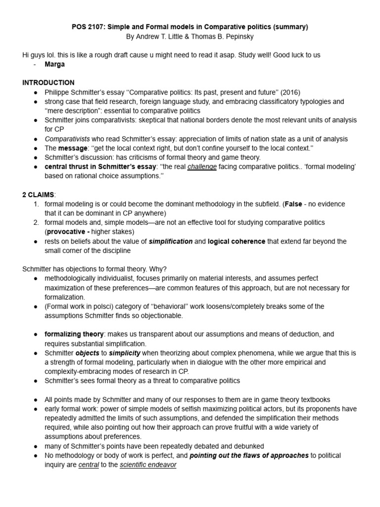 Comparativists: POS 2107: Simple and Formal Models in Comparative ...