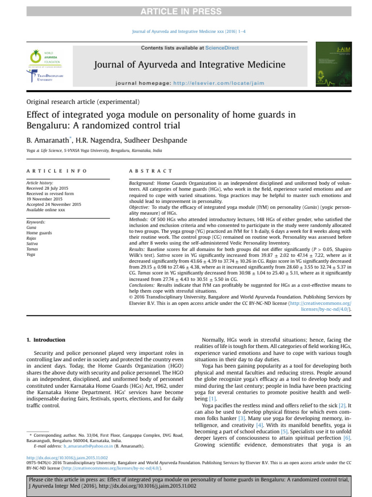 Journal of Ayurveda and Integrative Medicine | PDF