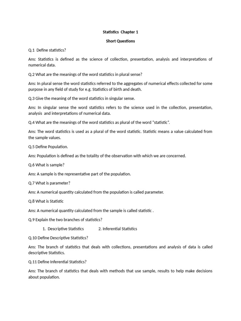 Statistics Chapter 1 | PDF
