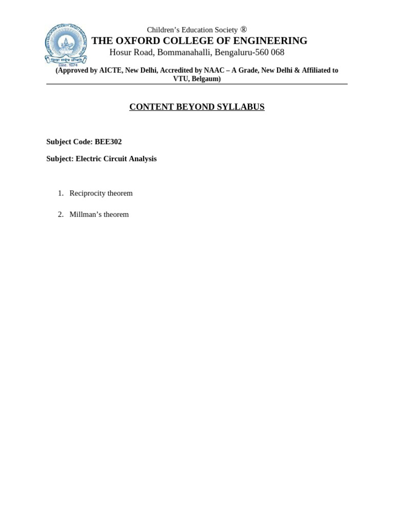 BEE302 - Content Beyond Syllabus | PDF