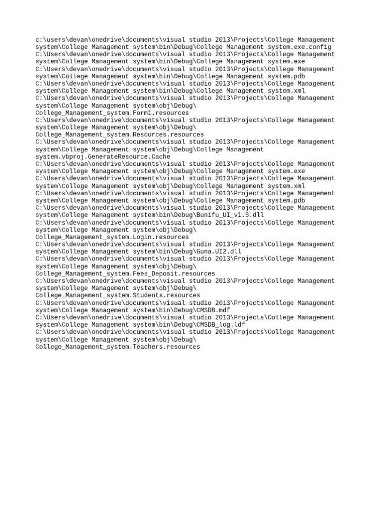 College Management System - vbproj.FileListAbsolute | PDF