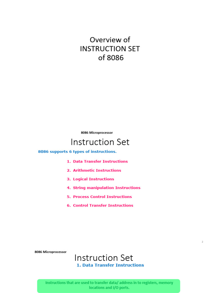 3rd Handout - Overview of Instruction Set | PDF