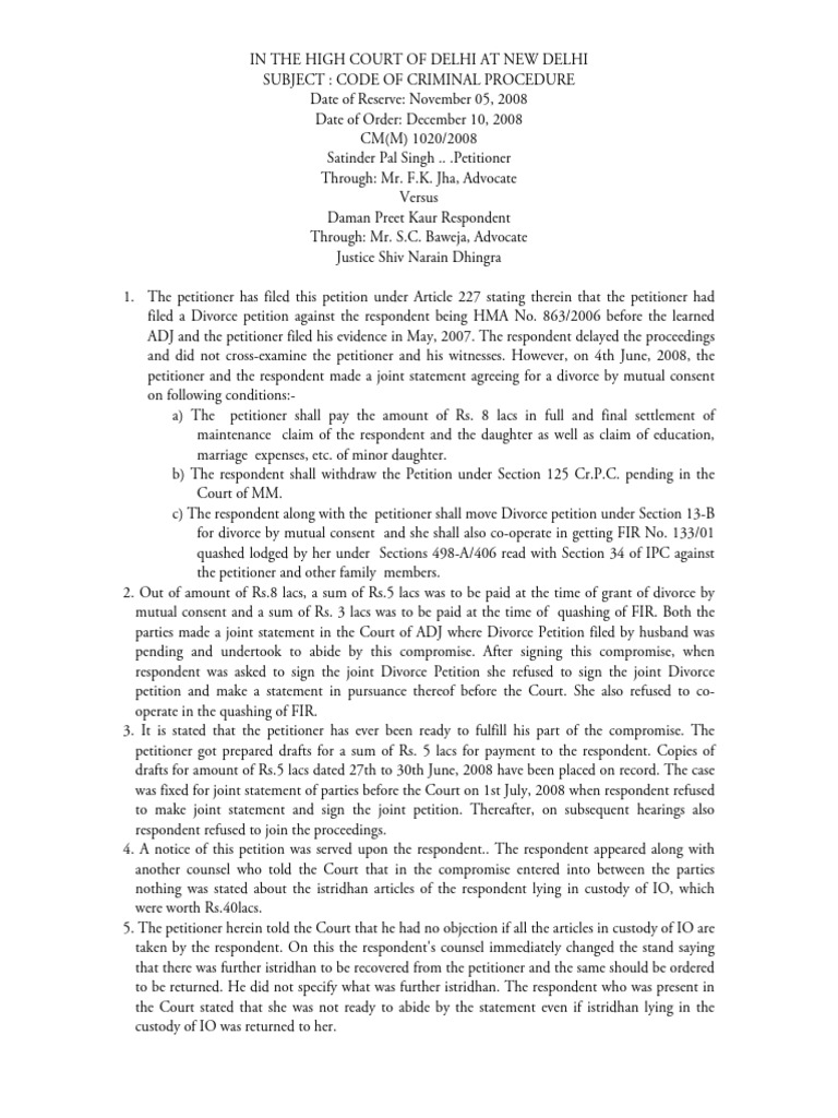 Justice Dhingra Courts Are Not For Extortion 2008 | PDF