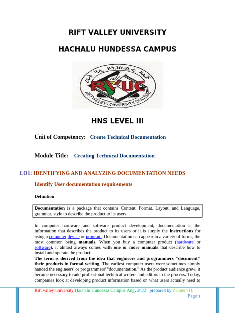 Create Technical Documentation | PDF