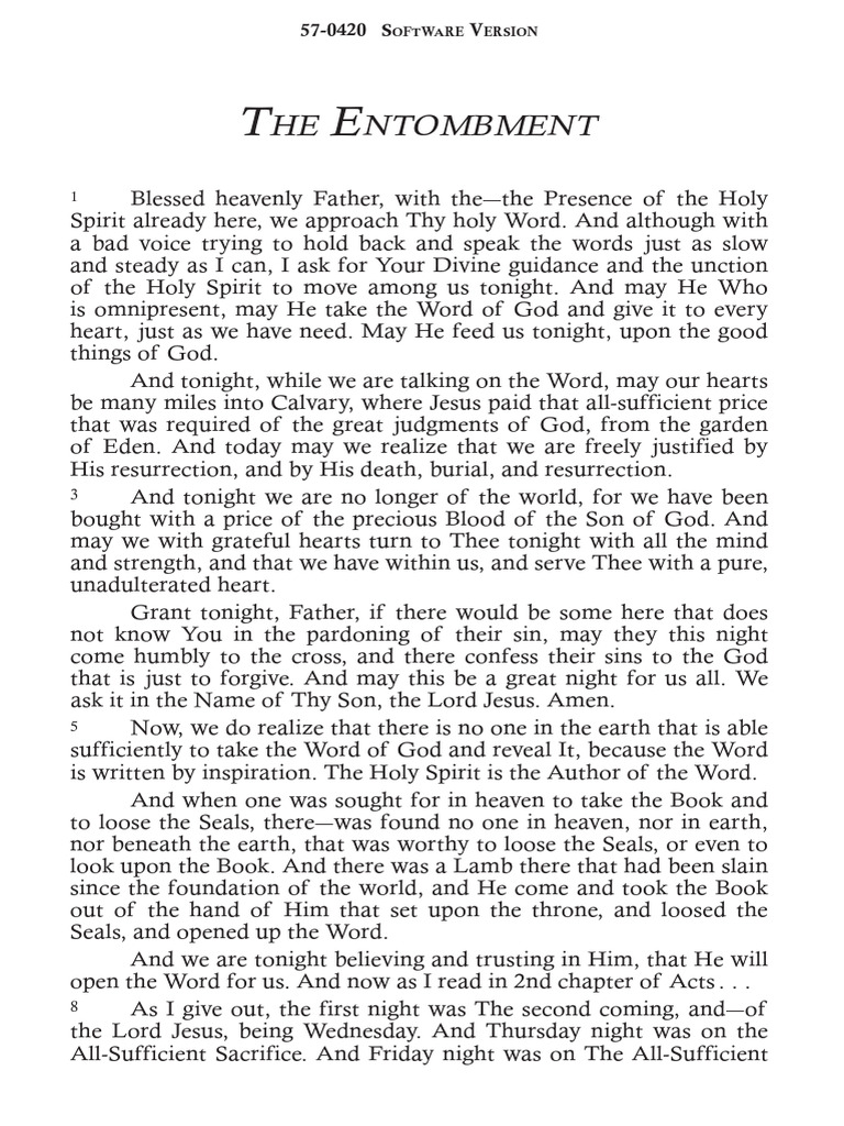 57-0420 The Entombment VGR | PDF